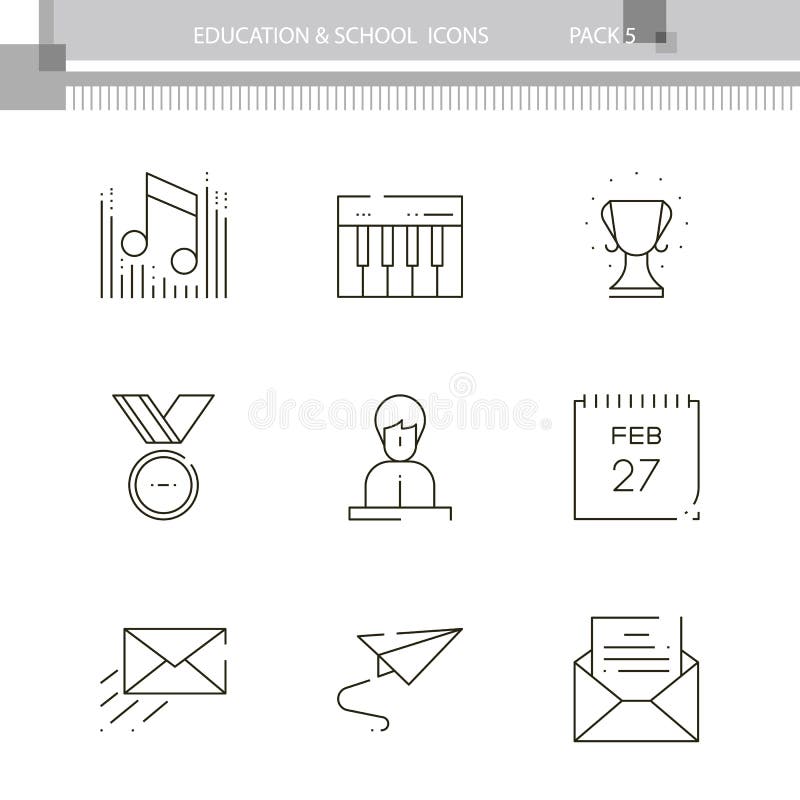 Education and School Outline Icon Collection Stock Vector ...