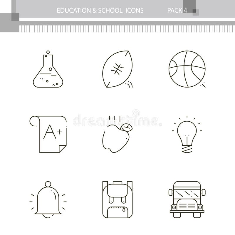 Education and School Outline Icon Collection Stock Vector ...