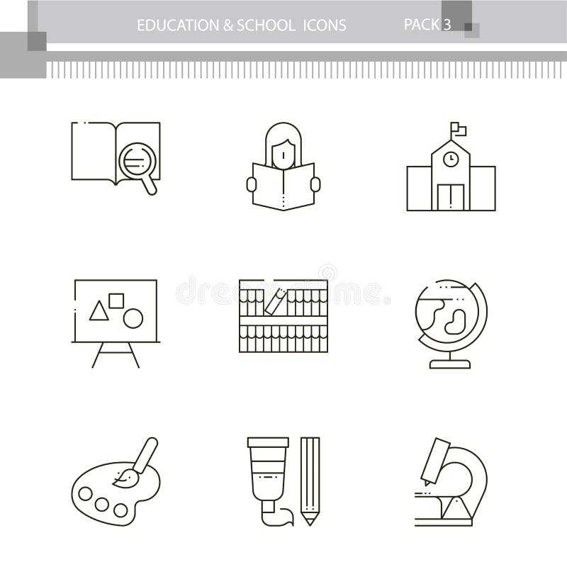 Education and School Outline Icon Collection Stock Vector ...