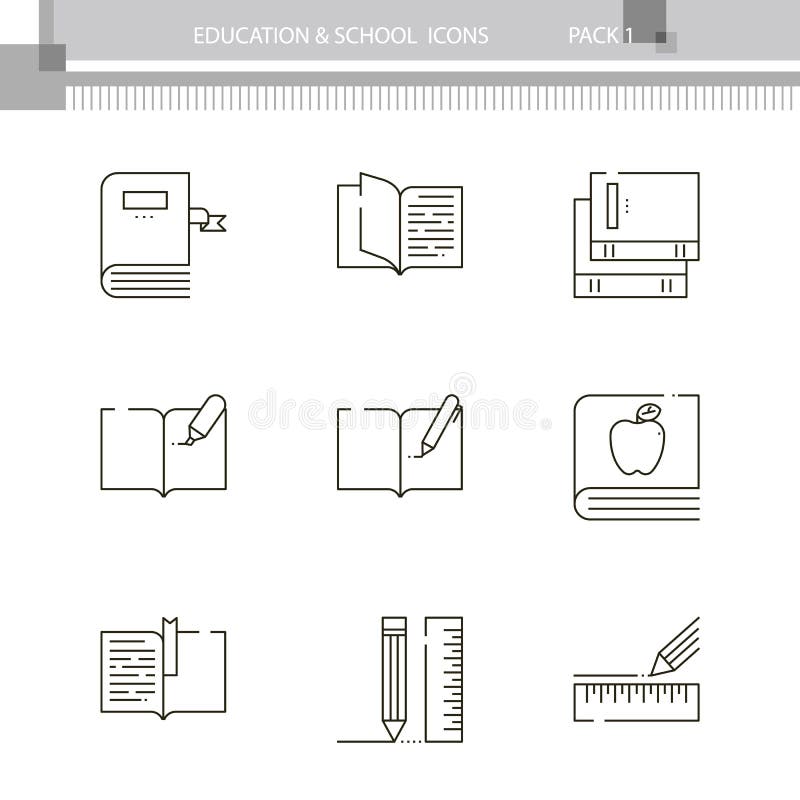Education and School Outline Icon Collection Stock Vector ...
