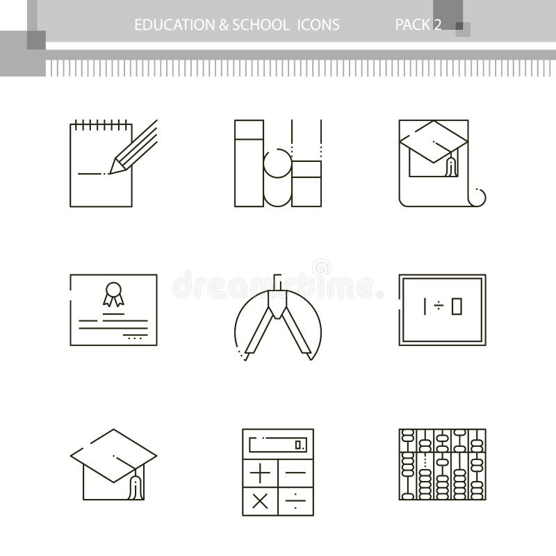 Education and School Outline Icon Collection Stock Vector ...
