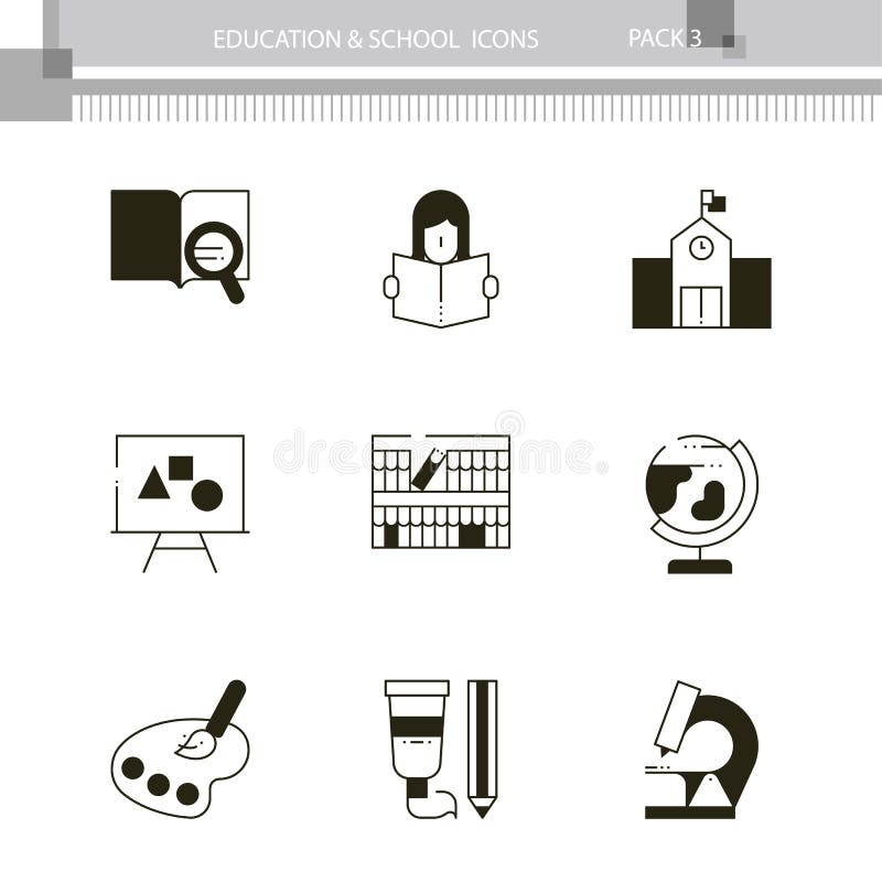 Education and School Outline Icon Collection Stock Vector ...