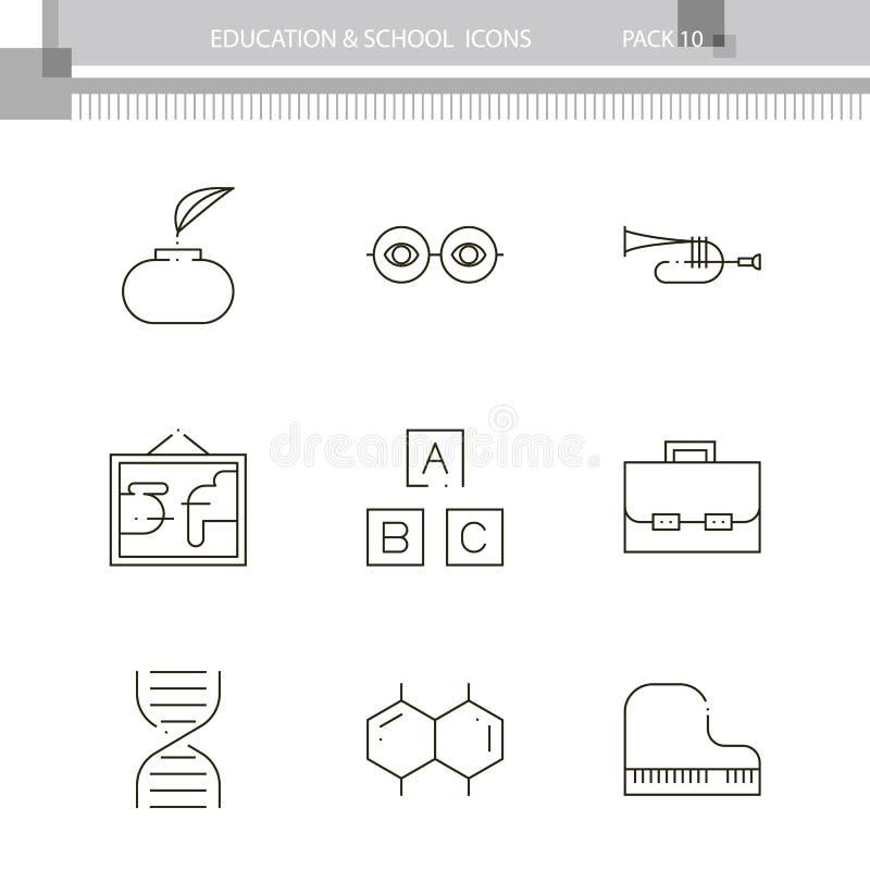 Education and School Outline Icon Collection Stock Vector ...