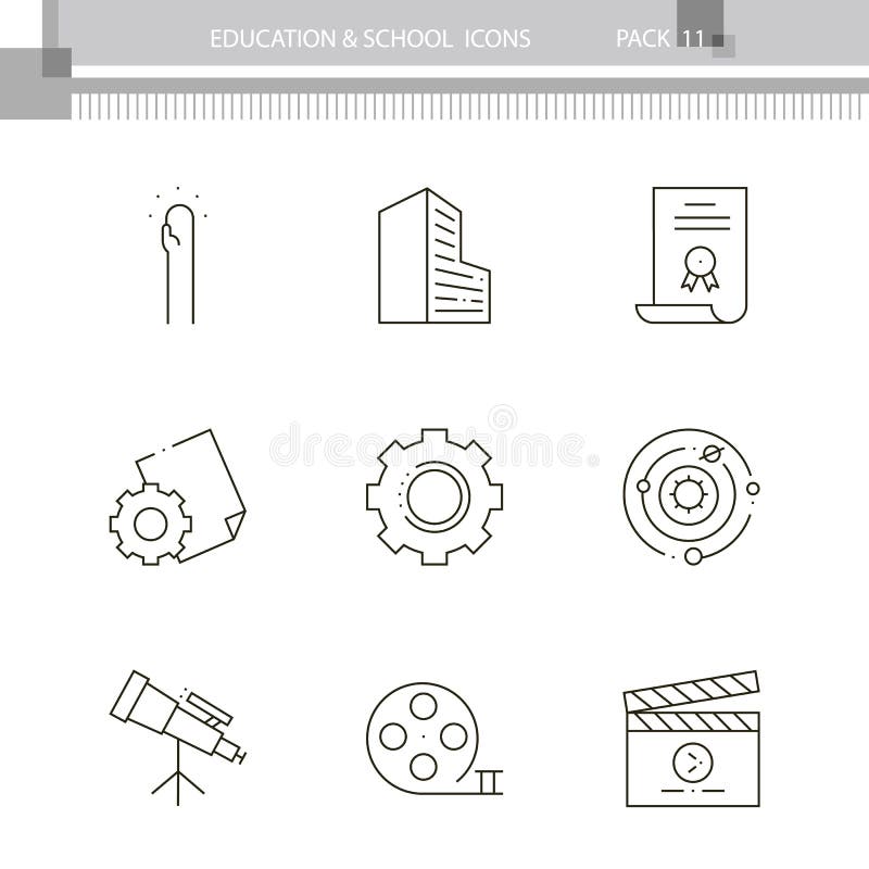 Education and School Outline Icon Collection Stock Vector ...