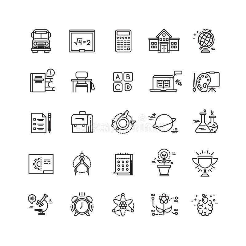 Education, School, Science, Learning Thin Line Vector Icons Stock ...