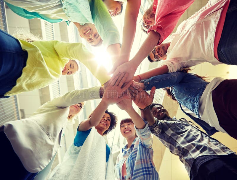 Group of International Students with Hands on Top Stock Image - Image ...