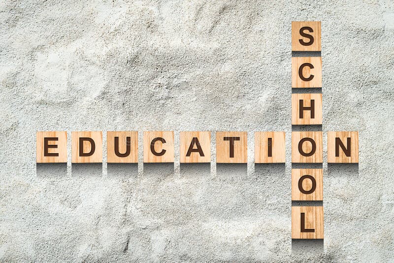 Education. School. Words on Wooden Blocks Stock Image - Image of ...