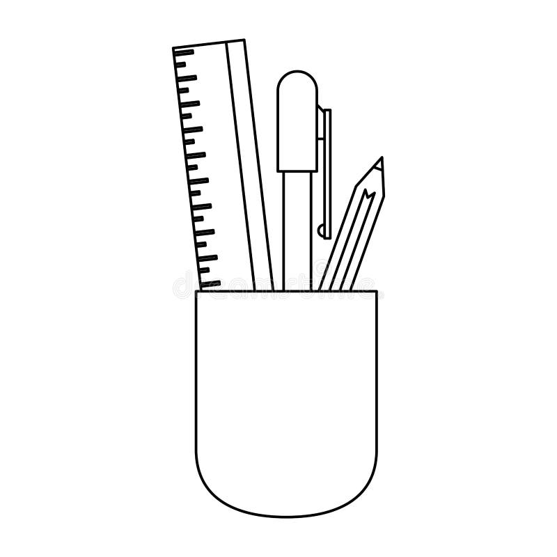 Education School Work Tool Cartoon in Black and White Stock Vector ...