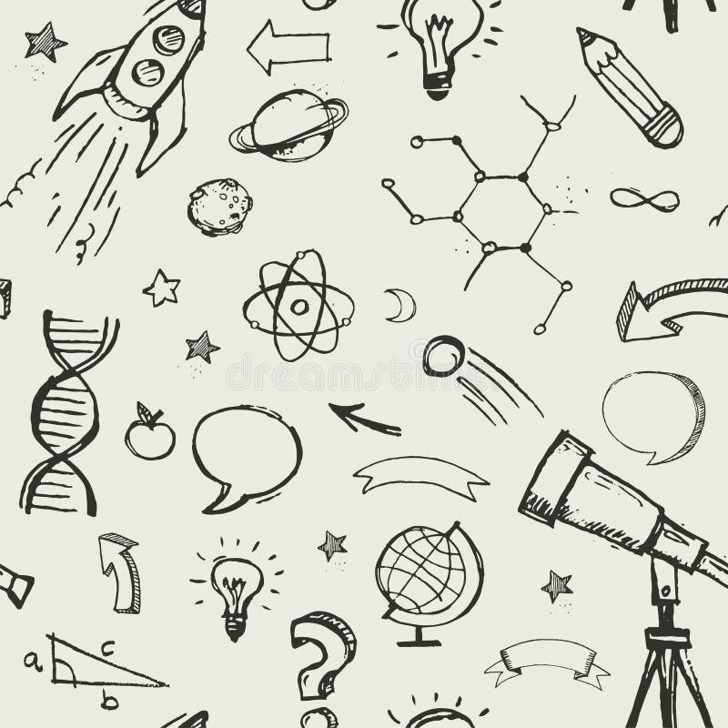 Science Doodles Seamless Pattern Stock Vector - Illustration of ...