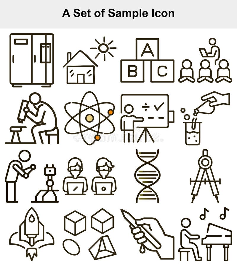 Education and Science Icon Set Learning, Teaching, and Discovery ...