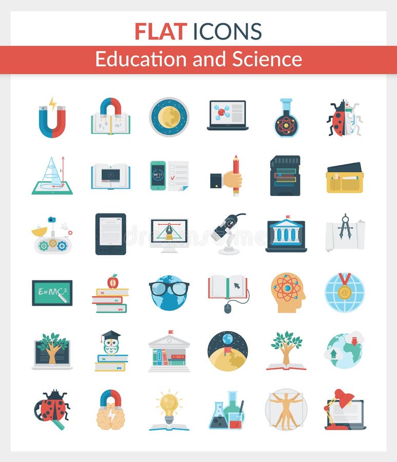 16 Technology and Science Flat Icons Stock Vector - Illustration of ...