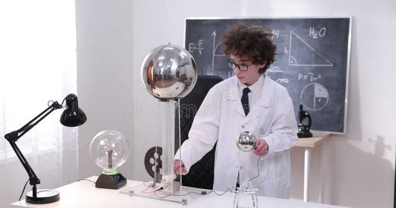 Education, Science and Kids Concept - Boy Wearing Goggles for Physics ...