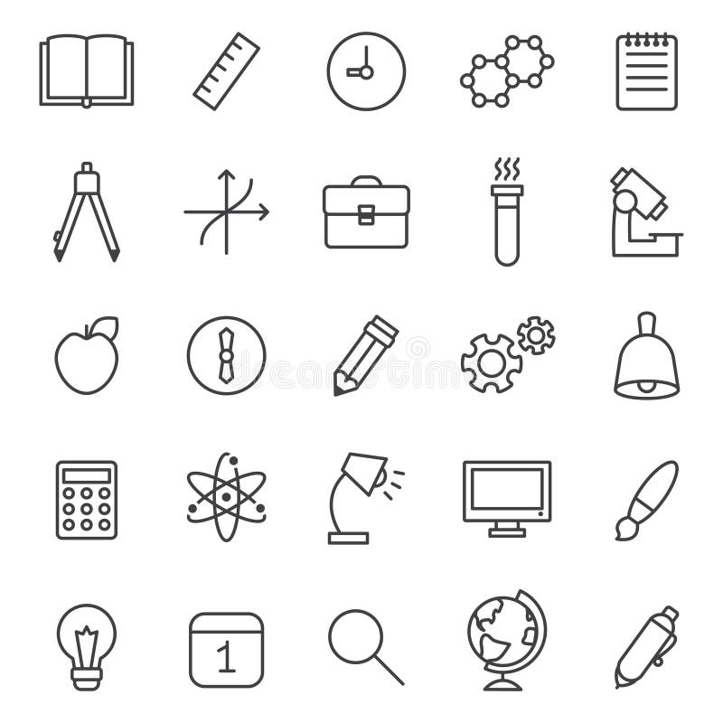 Education and Science Outline Gray Icons Vector Set. Modern ...