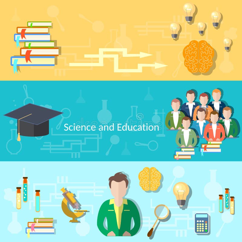 Education and Science Students Learning Banners Stock Vector ...