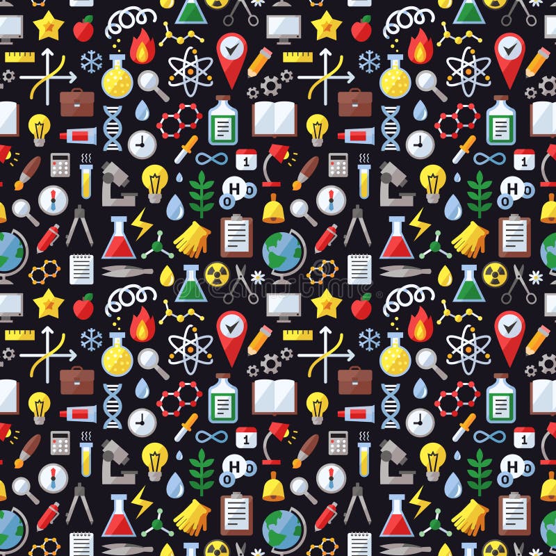 Education and Science Vector Pattern (big Elements). Modern Flat Design ...