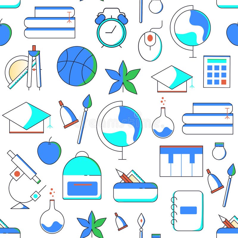 Education Seamless Pattern. Stock Illustration - Illustration of ...