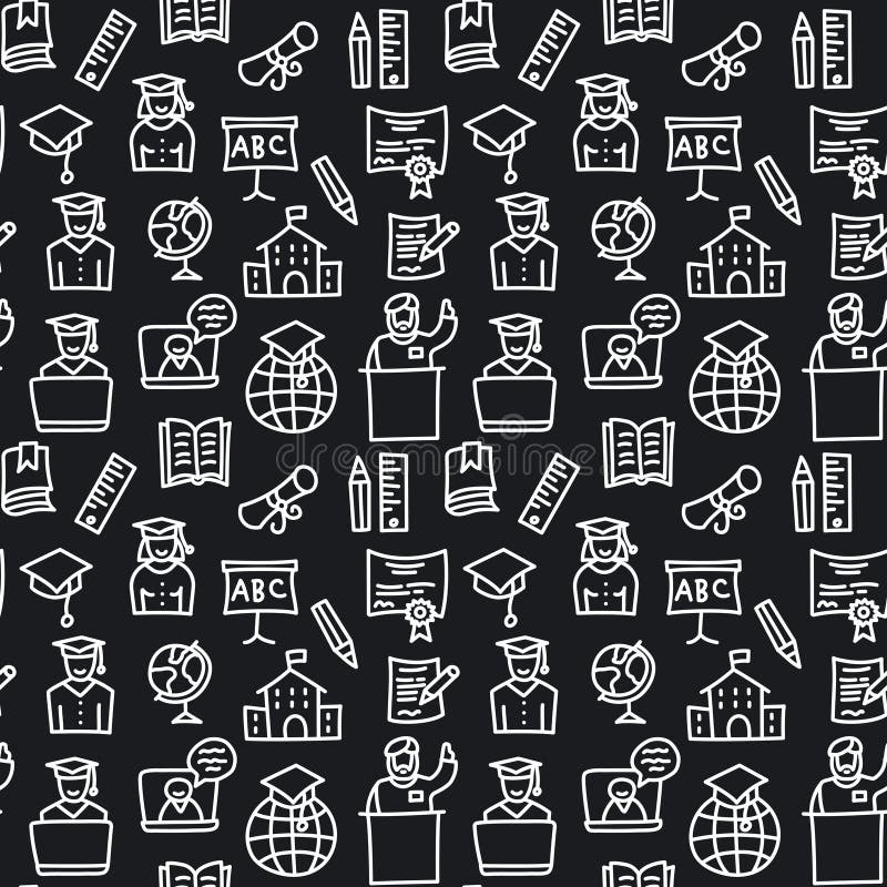 Education seamless pattern stock vector. Illustration of line - 198310247