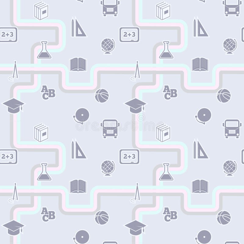 Modern Flat School Icons Seamless Pattern Stock Vector - Illustration ...
