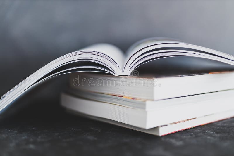 Stack Of Books Shot From Eye Level With Shallow Depth Of Field Stock ...