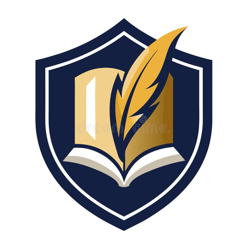 Education Shield Logo with Book and Feather: Symbol of Learning and ...