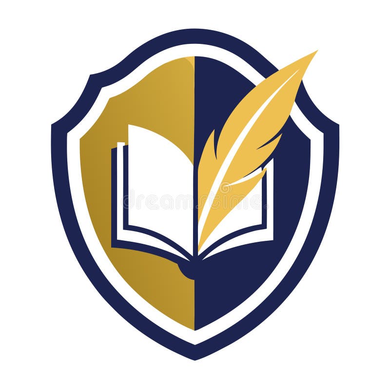 Education Shield Logo with Book and Quill: Symbol of Knowledge and ...