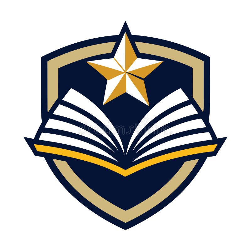 Education Shield with Open Book and Star, College or University Emblem ...