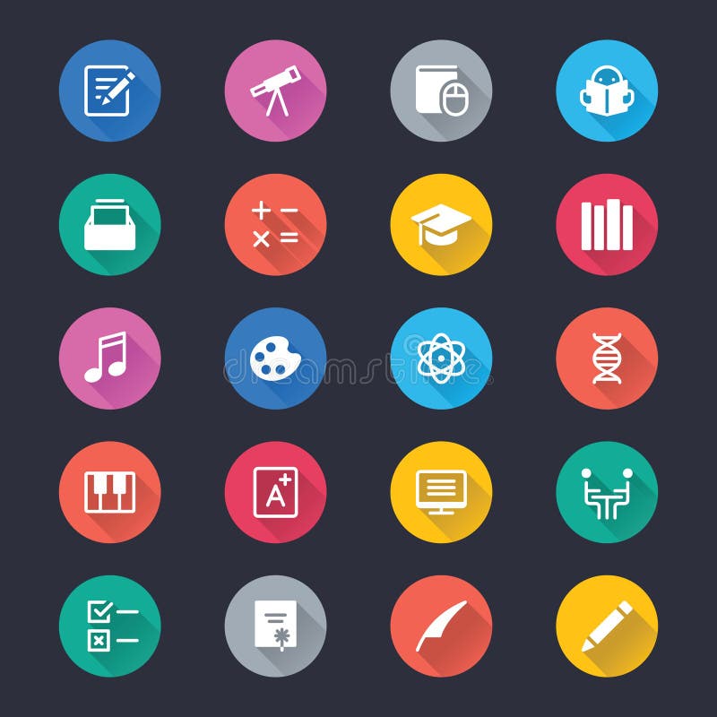 Education Simple Color Icons Stock Vector - Illustration of learn ...