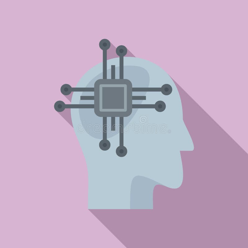 Education Smart Brain Icon, Flat Style Stock Vector - Illustration of ...