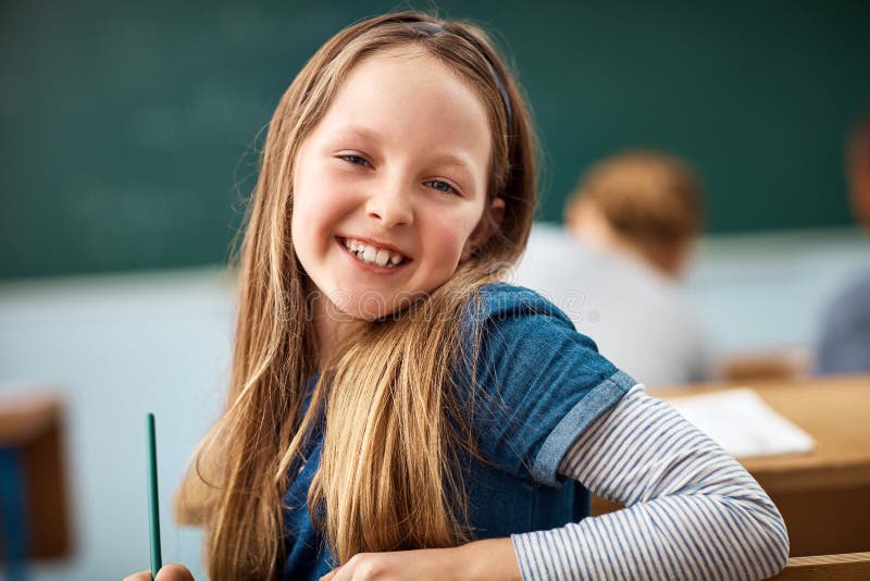 Education, Smile and Portrait of Girl in Classroom for Learning ...