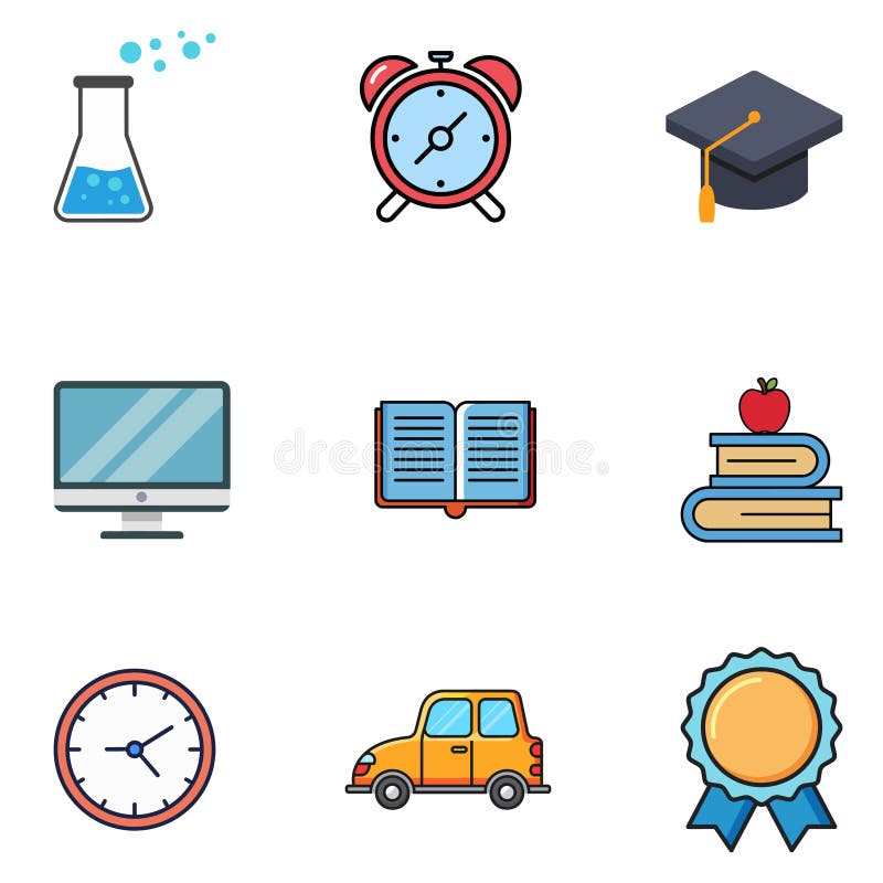 Education Solid Icons Set Including Science, Time Management ...