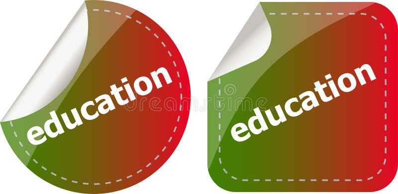 Education Stickers Set on White, Icon Button Isolated on White Stock ...