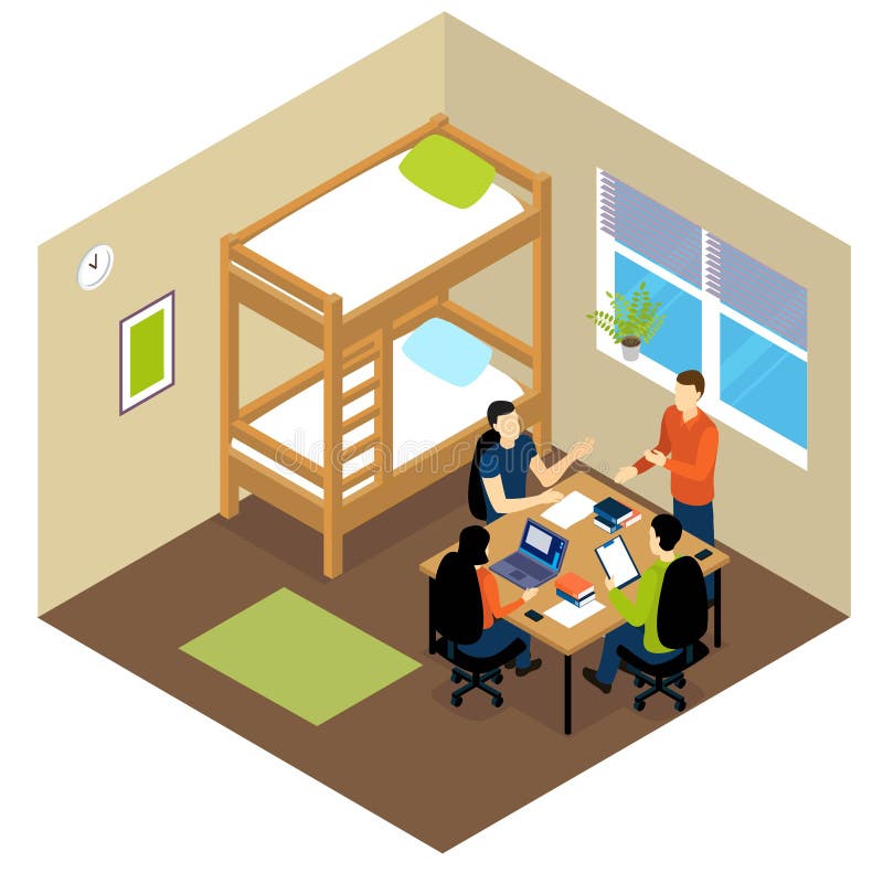 Vector Isometric Teenager or Student Room Stock Vector - Illustration ...