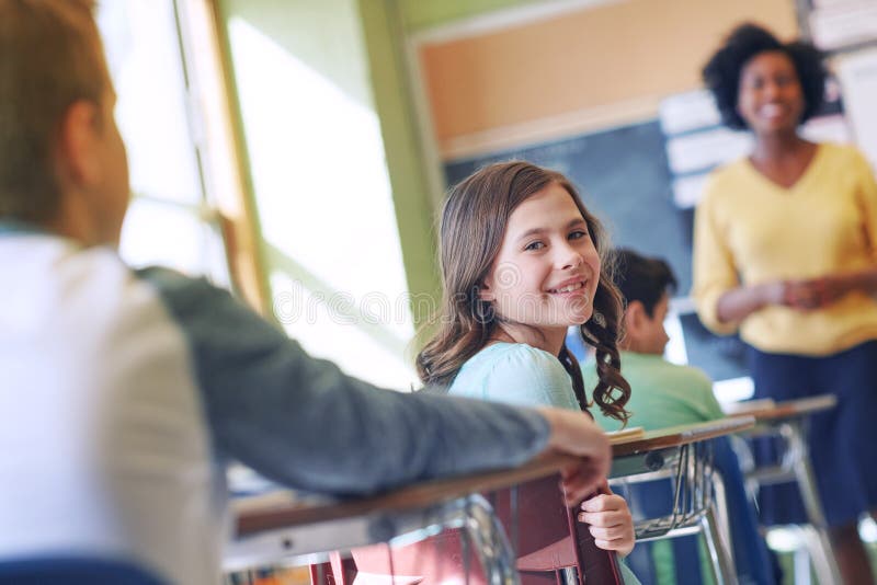 Education, Student and Portrait of Girl in Classroom or Elementary ...