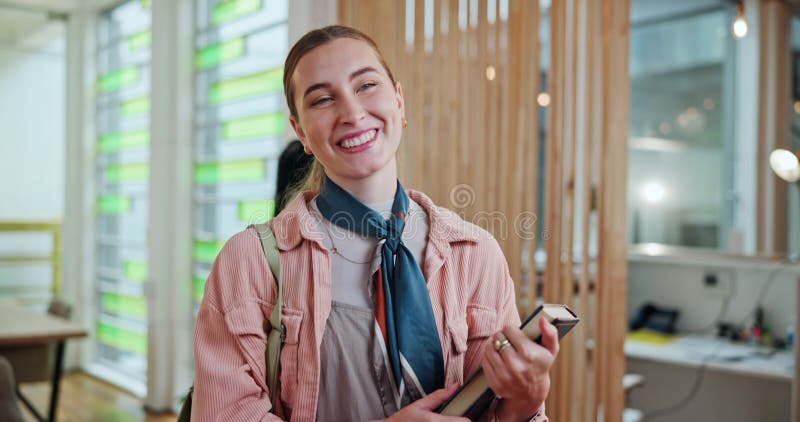 Education, Student and Woman with Book, Face and Smile for Learning ...