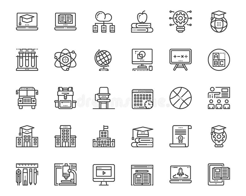 Education Study Online Icons Vector,School, Technology, E-Learning ...