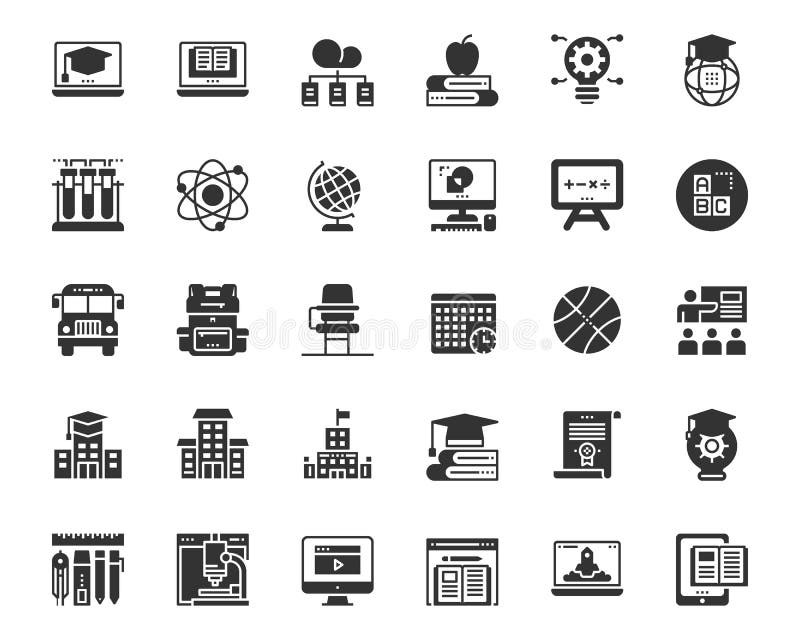 Education Study Online Icons Vector,School, Technology, E-Learning ...