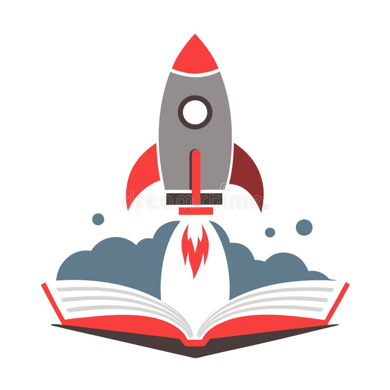 Education and Success: Rocket Launching from Open Book, Symbol of ...