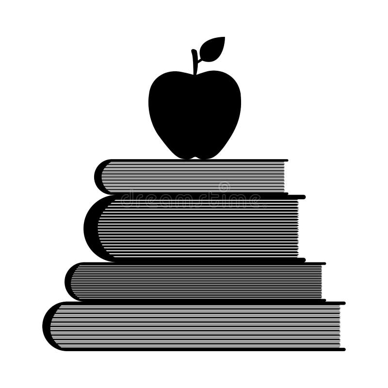 Education Symbol Stack of Books and Apple Stock Vector - Illustration ...