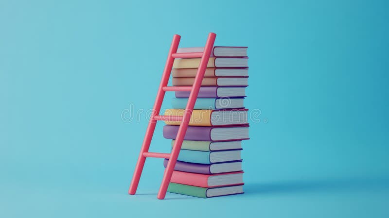 Education Symbolized by Ladder To Book Stack Illustrating Knowledge ...