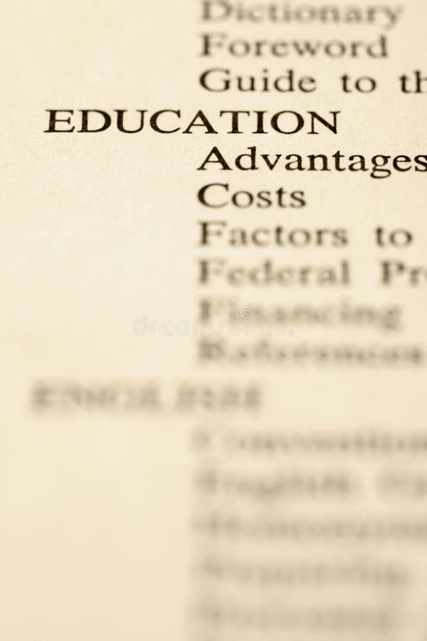 Education Table of Contents. Stock Photo - Image of selective, text ...