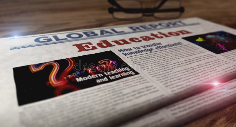 Education Teach and Learning Newspaper on Table Stock Illustration ...
