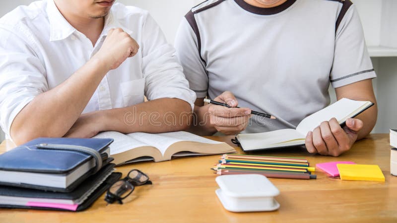 Education, Teaching, Learning Concept. High School Students or ...