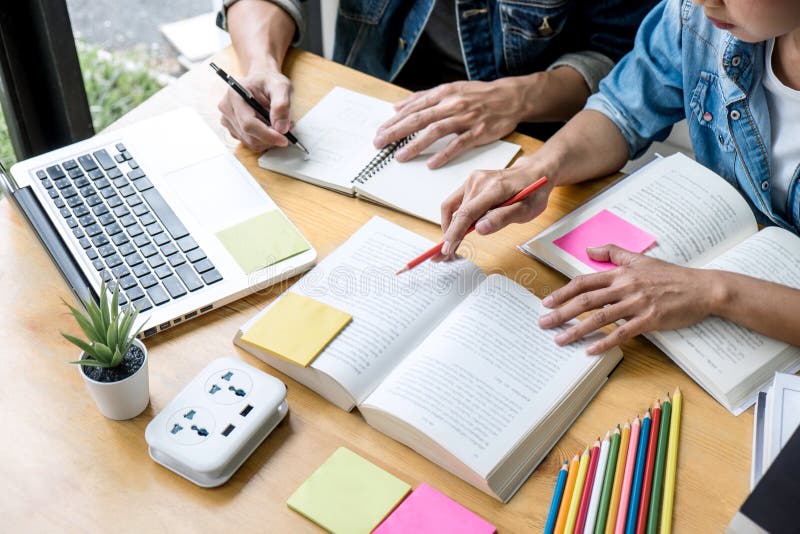 Education, Teaching, Learning Concept. High School Students or ...