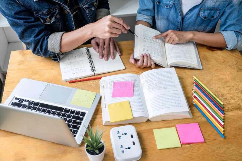 Education, Teaching, Learning Concept. High School Students or ...