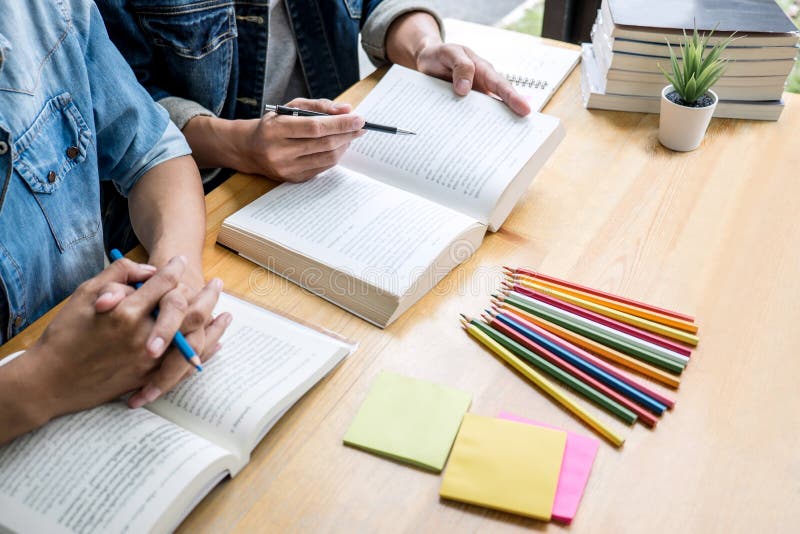 Education, Teaching, Learning, Technology and People Concept. Two High ...