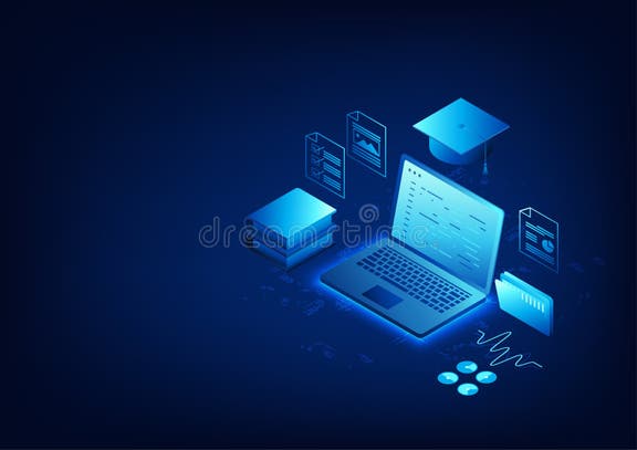 Education Technology Background, Computer with a Graduation Cap on Top ...