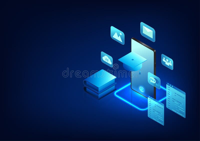 Education Technology Background, Smartphone with Graduation Cap on Top ...