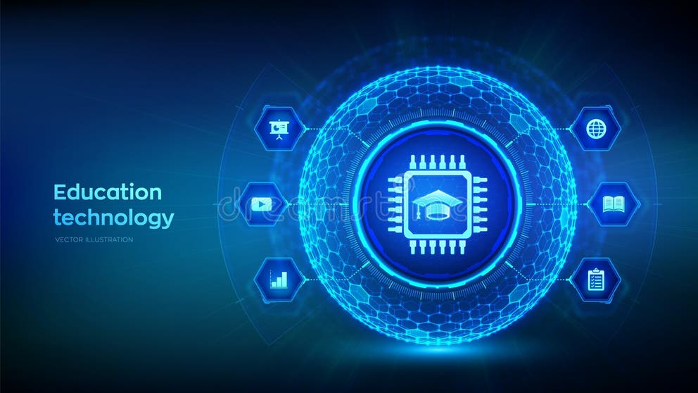 Education Technology. Edtech. Innovative Online E-learning Concept. Webinar, Knowledge, Online ...