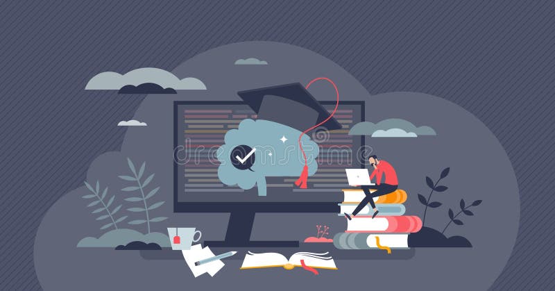 Education Technology or Edtech for Online Learning Tiny Person Concept Stock Vector ...