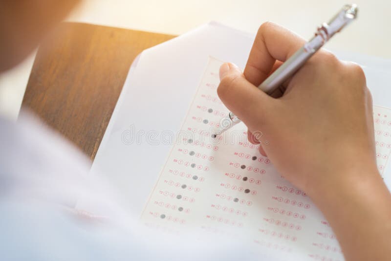 Education Test Concept : Hands Student Holding Pen for Testing Exams ...